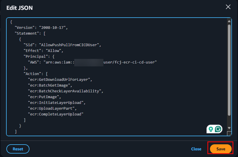 Repository Access Policy :: Create a new AWS account.